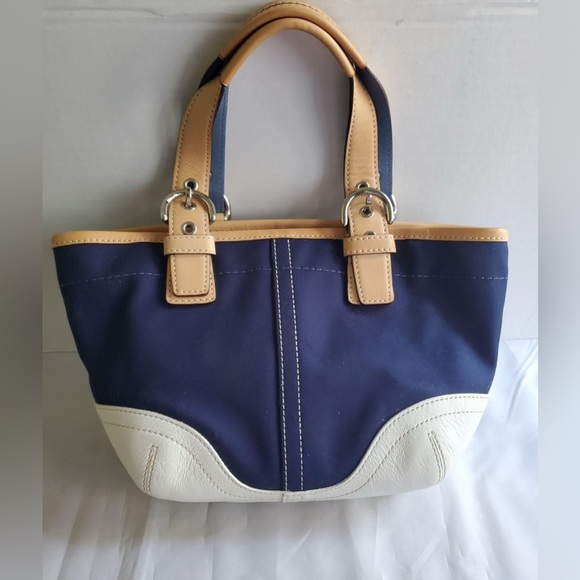 Coach | Bags | Coach Navy White Mini Tote | Poshmark